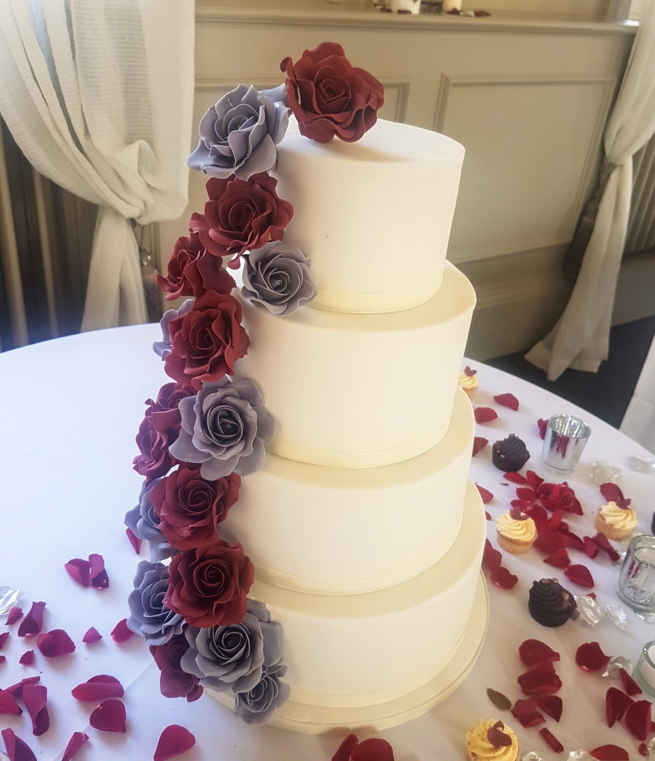 Grey & Burgundy Beauty – £350 – Bespoke Cakes and Treats